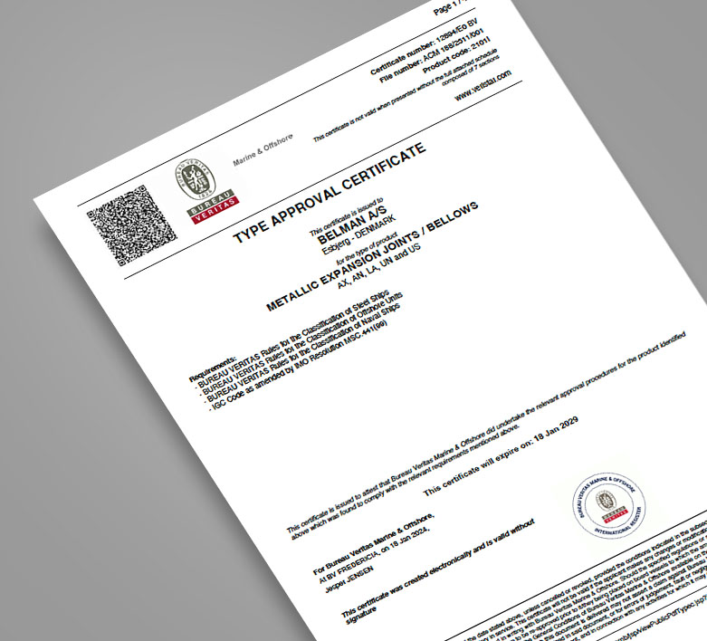 Type approved and certified Expansion Joints - BELMAN