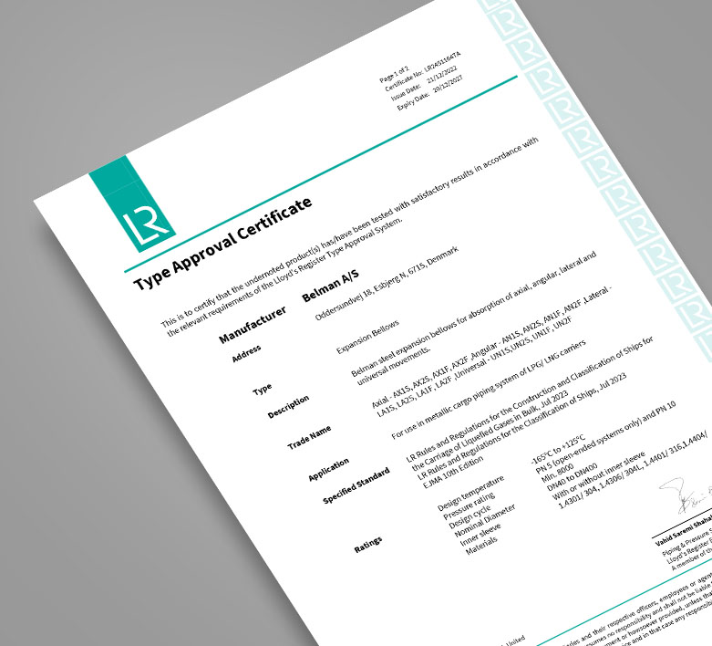 Type approved and certified Expansion Joints - BELMAN